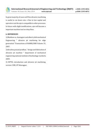 IRJET- Design and Fabrication of Abrasive Jet Machining | PDF