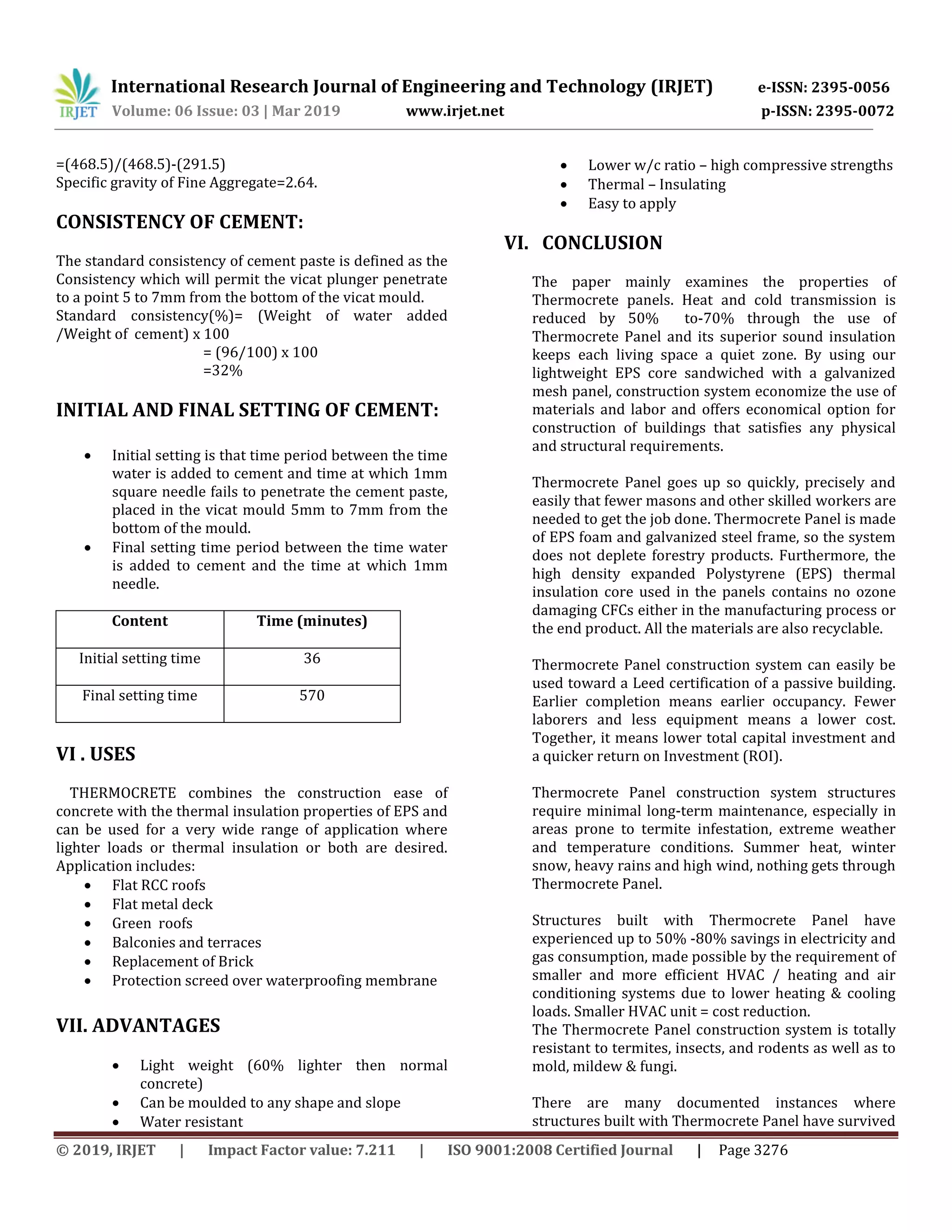 IRJET- Experimental Investigation of Thermocrete Panel | PDF