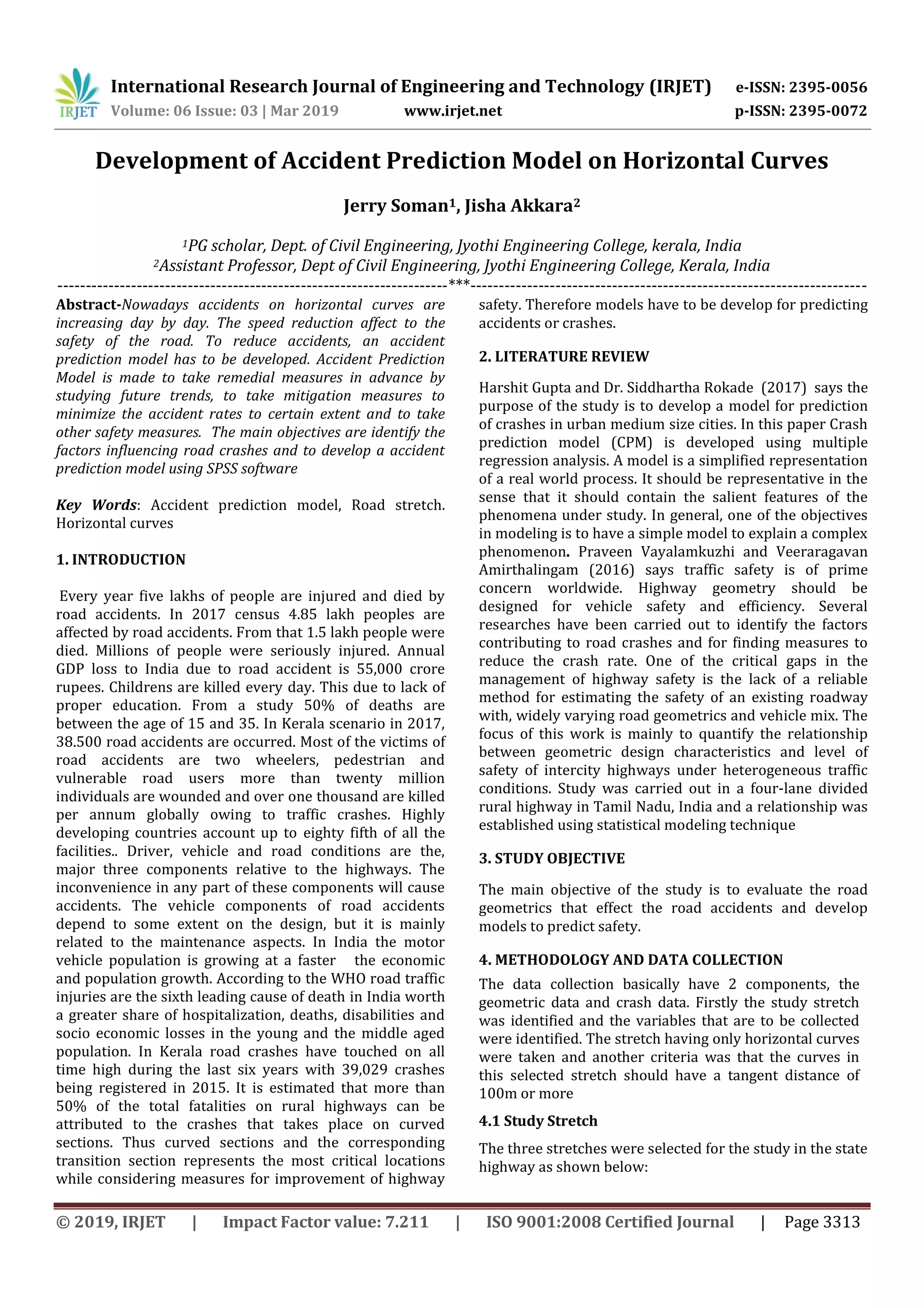 IRJET- Development of Accident Prediction Model on Horizontal Curves | PDF