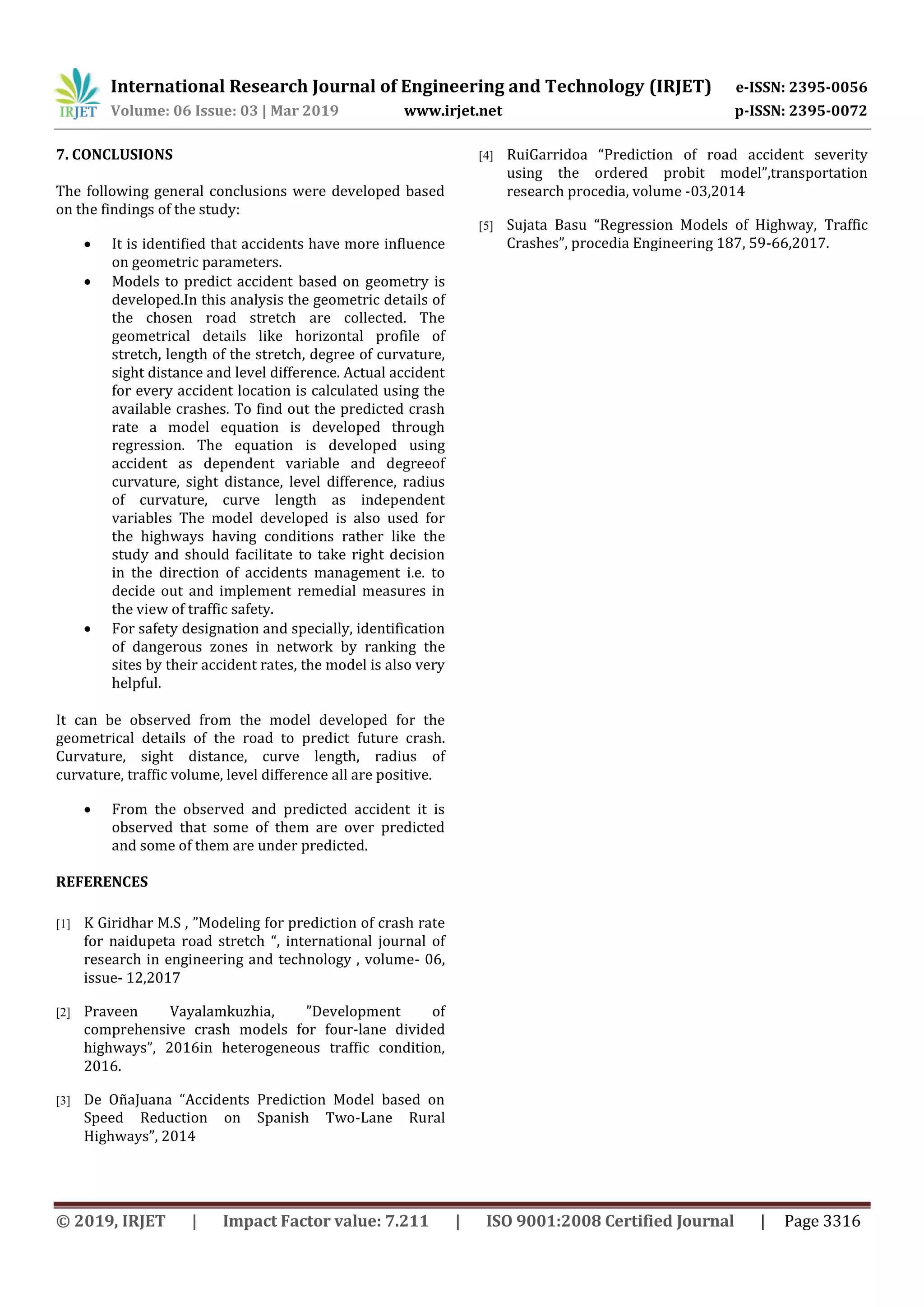 IRJET- Development of Accident Prediction Model on Horizontal Curves | PDF