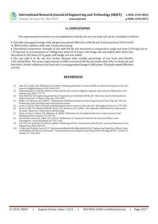 IRJET- Soil Stabilization using Fly Ash and Rice Husk Ash | PDF