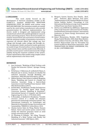 IRJET- Electrical Simulation Model of IEC 61400-27-1 Doubly-Fed ...