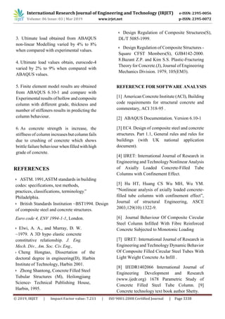 IRJET- Study on Behavior of CFST Columns under Axial Compression and ...