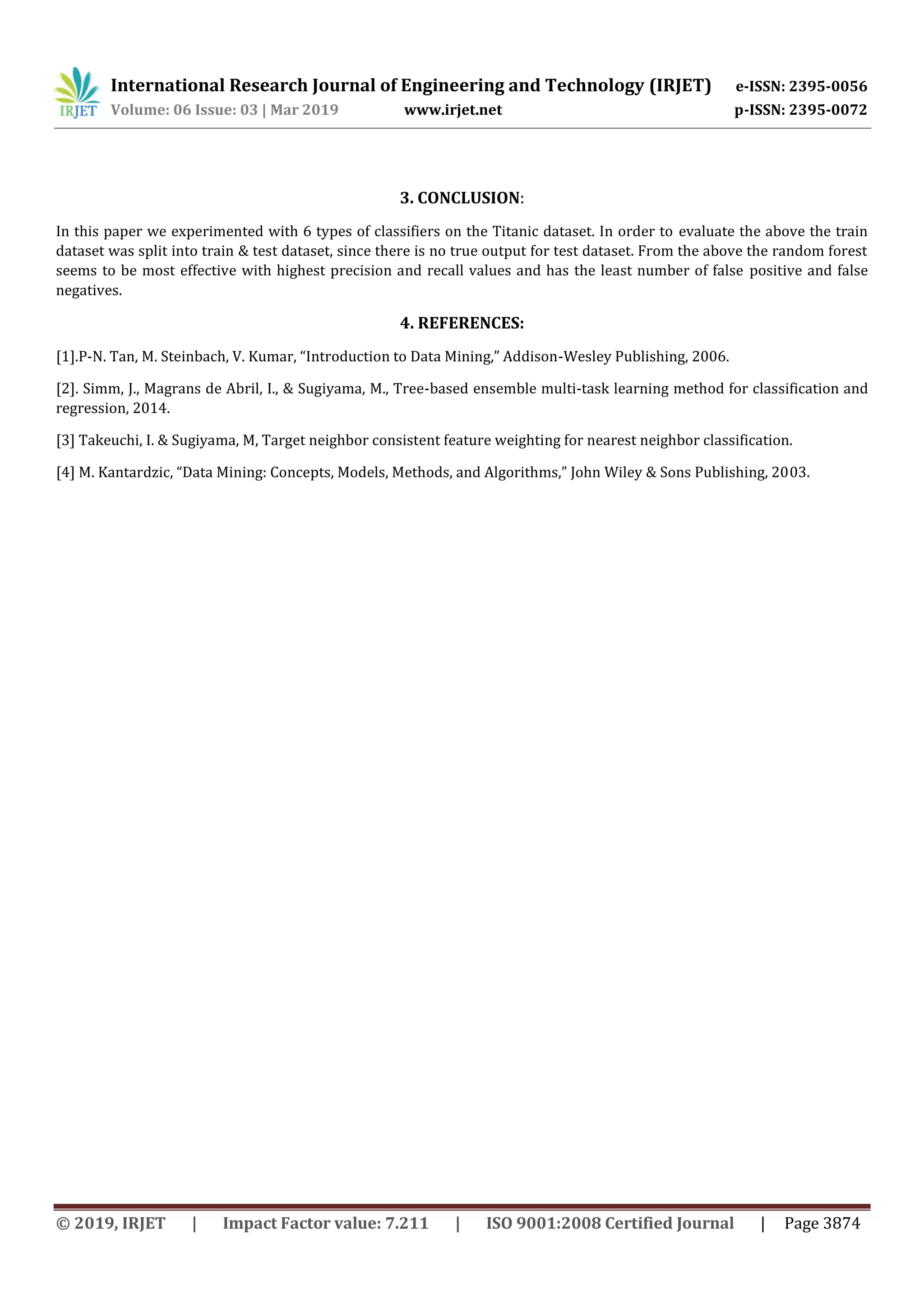 IRJET- Supervised Learning Classification Algorithms Comparison | PDF