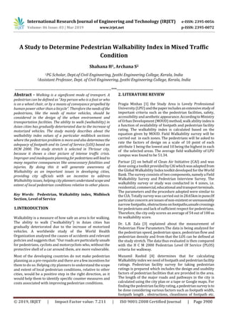 IRJET- A Study to Determine Pedestrian Walkability Index in Mixed Traffic Condition | PDF