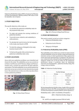 IRJET- A Study to Determine Pedestrian Walkability Index in Mixed Traffic Condition | PDF
