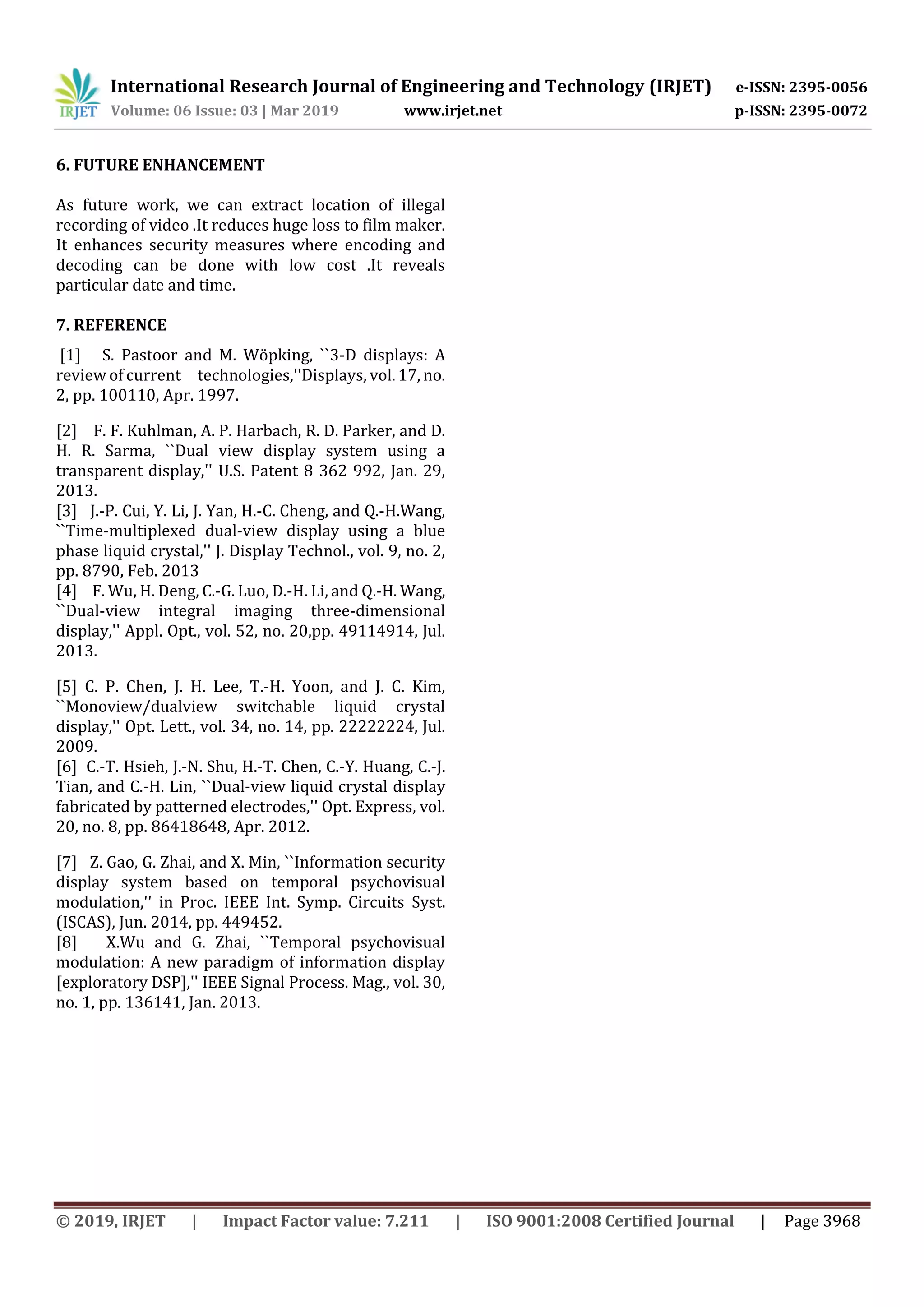 IRJET- Movie Piracy Tracking using Temporal Psycovisual Modulation | PDF