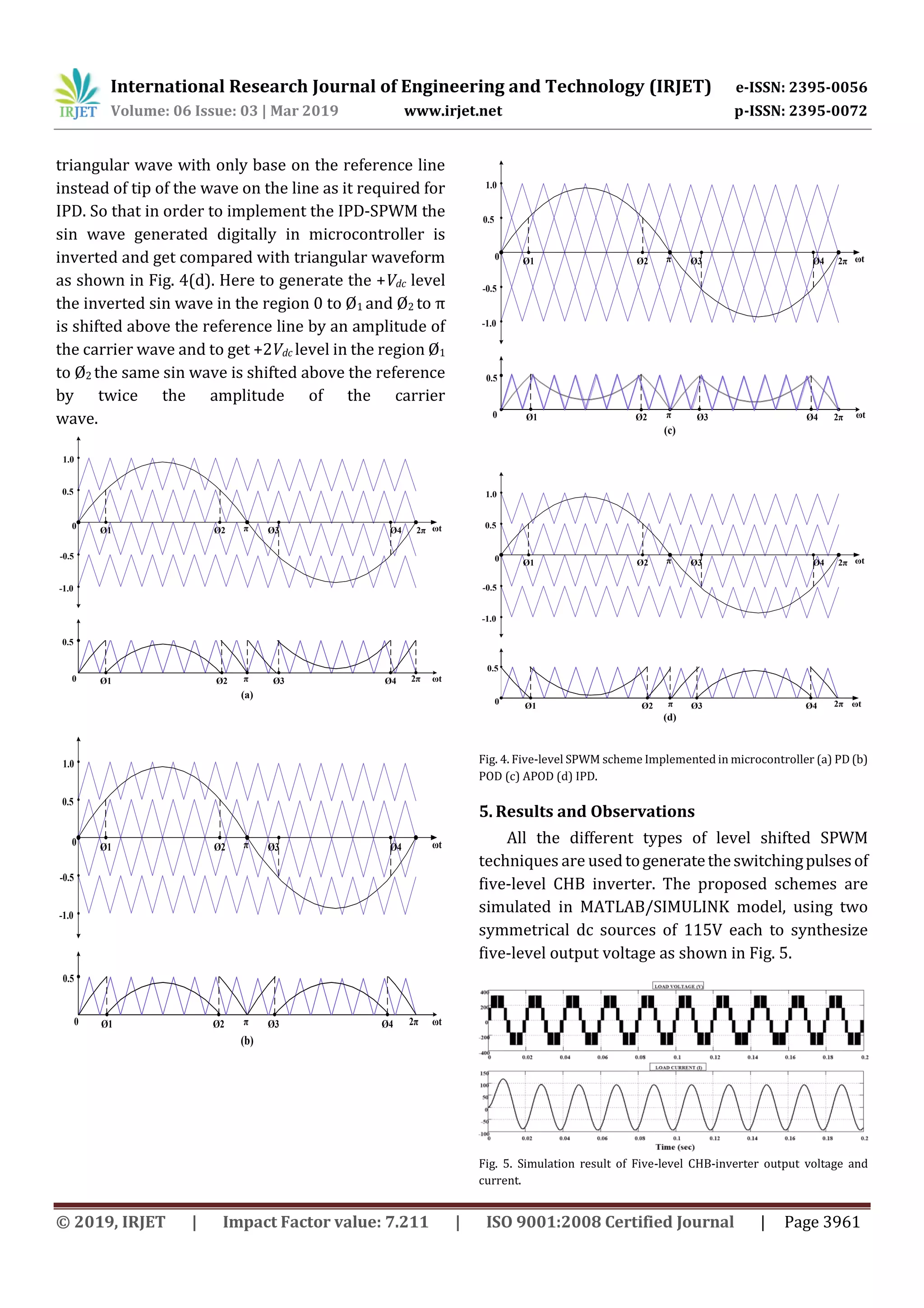 IRJET- dsPIC based Implementation of Sinusoidal Pulse Width Modulation Techninques for ...