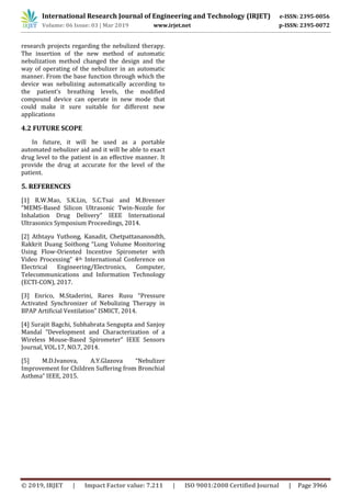 IRJET- Automated Nebulizer Aid using Spirometer for Lung Disorders | PDF