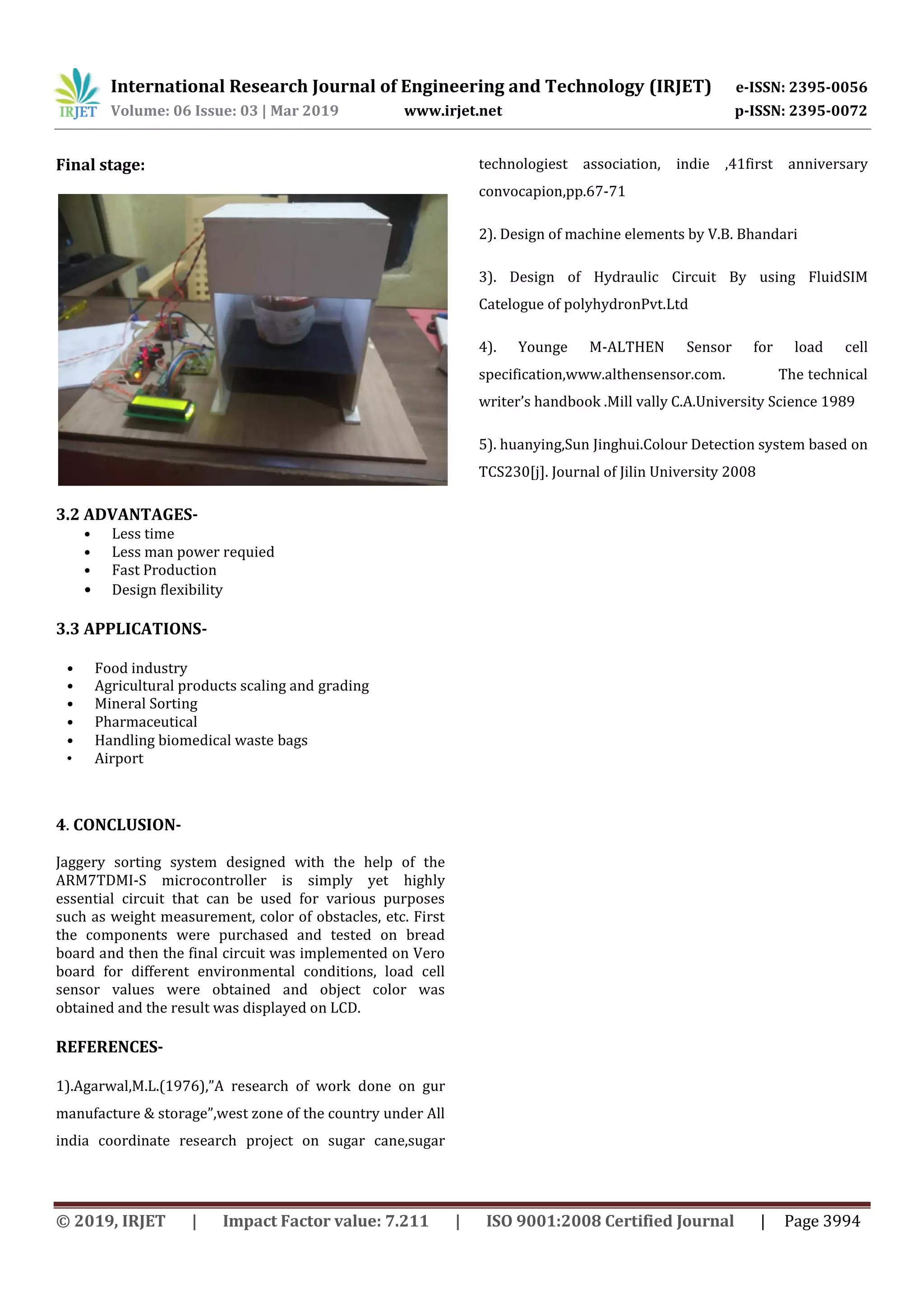 IRJET- Jaggery Quality Testing and Sorting System | PDF