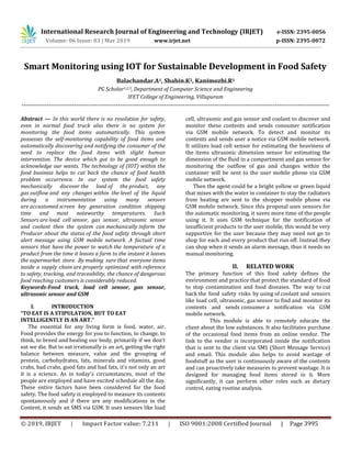 IRJET- Smart Monitoring using IoT for Sustainable Development in Food ...