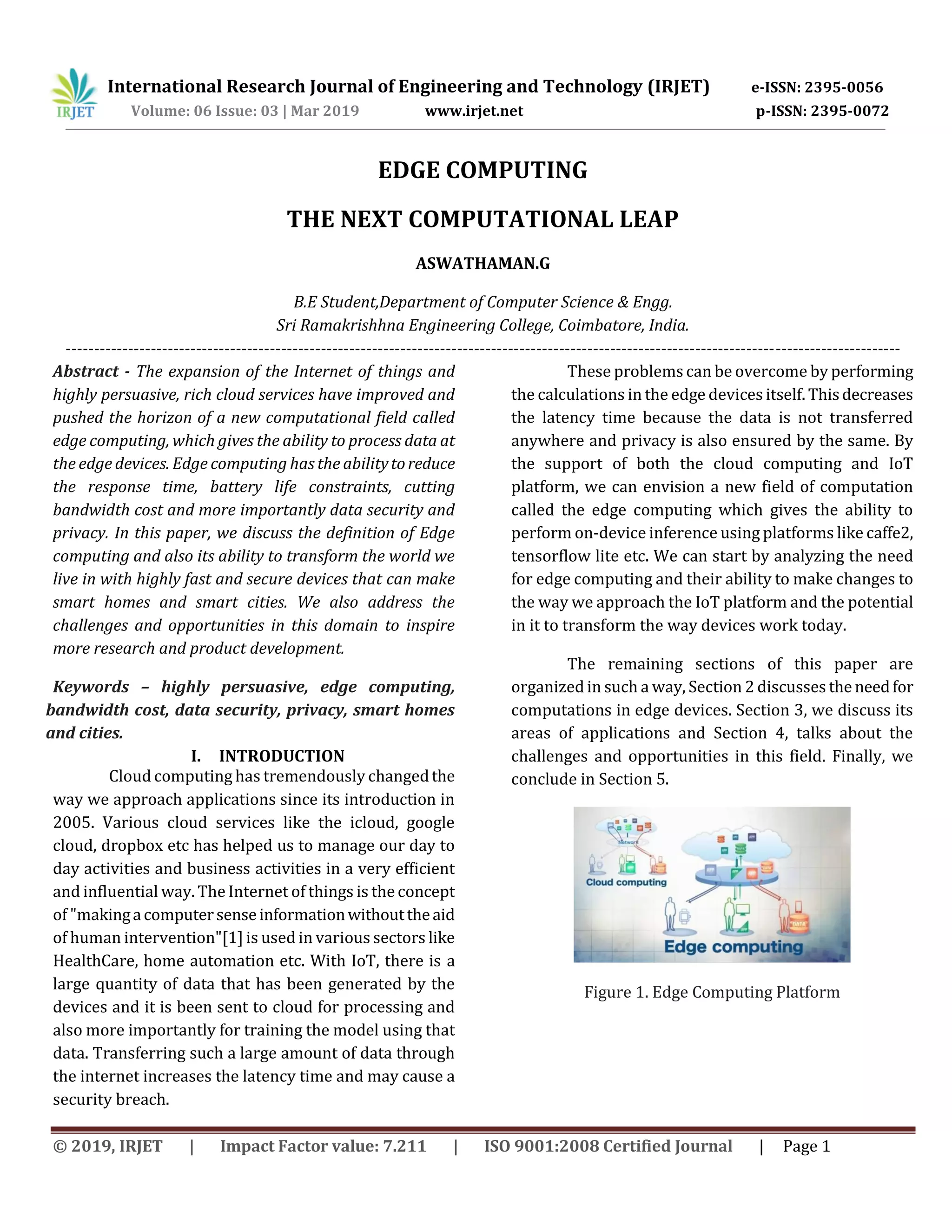 IRJET- Edge Computing the Next Computational Leap | PDF