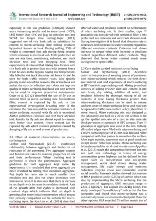 IRJET- A Laboratory Investigation on Type III Micro-Surfacing with different Fillers | PDF