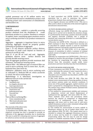 IRJET- A Laboratory Investigation on Type III Micro-Surfacing with ...