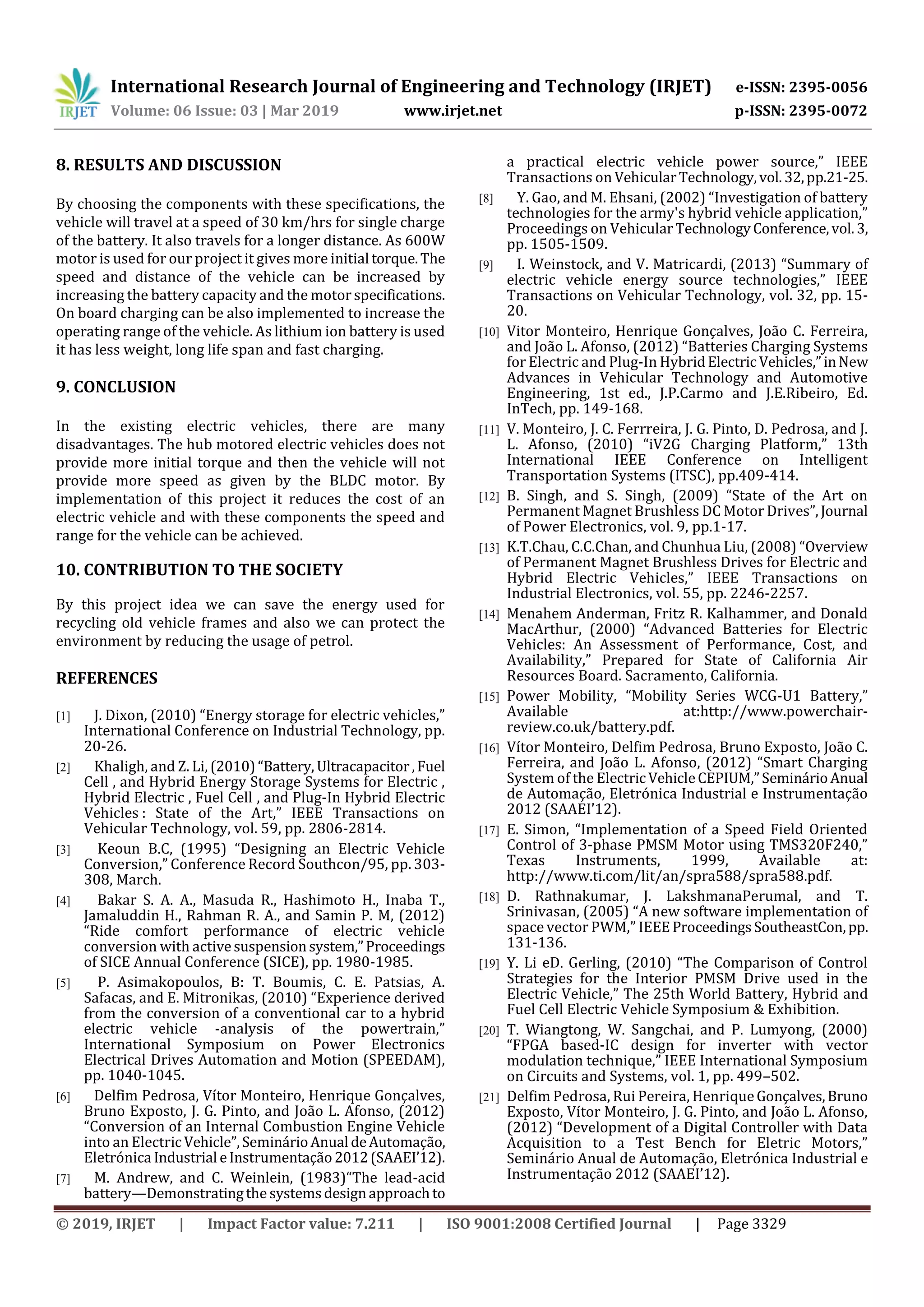 IRJET- Conversion of IC Engine Vehicle to Electric Vehicle | PDF