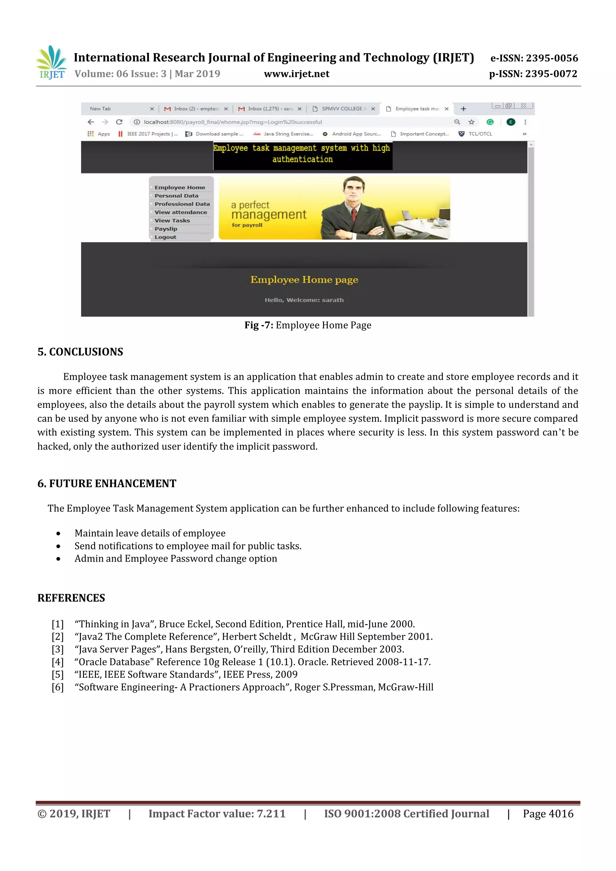 IRJET- Employee Task Management System with High Authentication | PDF