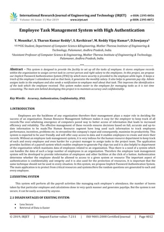 IRJET- Employee Task Management System with High Authentication | PDF