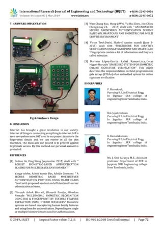 IRJET- Smartcard Less-Biometric Technique(SLBT) User Authentication ...