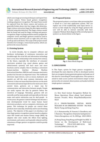 IRJET- Finger Gesture Recognition Using Linear Camera | PDF
