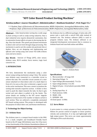 IRJET- IoT Color based Product Sorting Machine | PDF