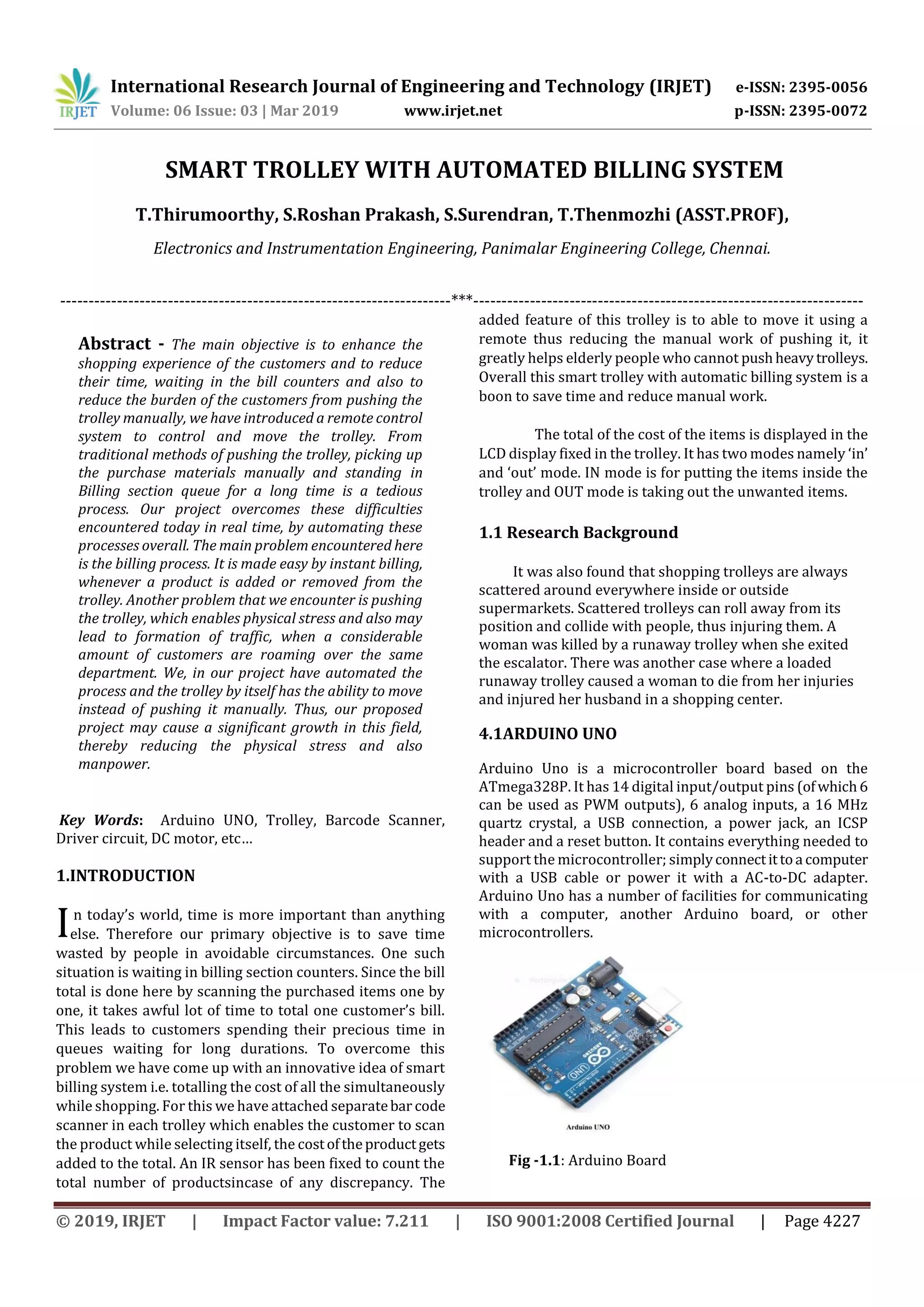 IRJET- Smart Trolley with Automated Billing System | PDF