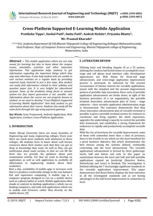 IRJET- Cross-Platform Supported E-Learning Mobile Application | PDF