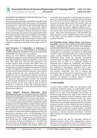IRJET- A Review of Feasibility of Use of Duckweed for Treatment of Sludge Water | PDF