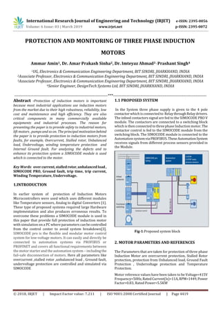 IRJET- Protection and Monitoring of Three Phase Induction Motors | PDF
