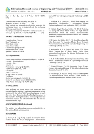 IRJET- Analysis of Solar Turbine for Bhatsa Dam | PDF