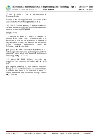 IRJET- A Design and Implementation of Bio-Oil Production from Waste Leather | PDF