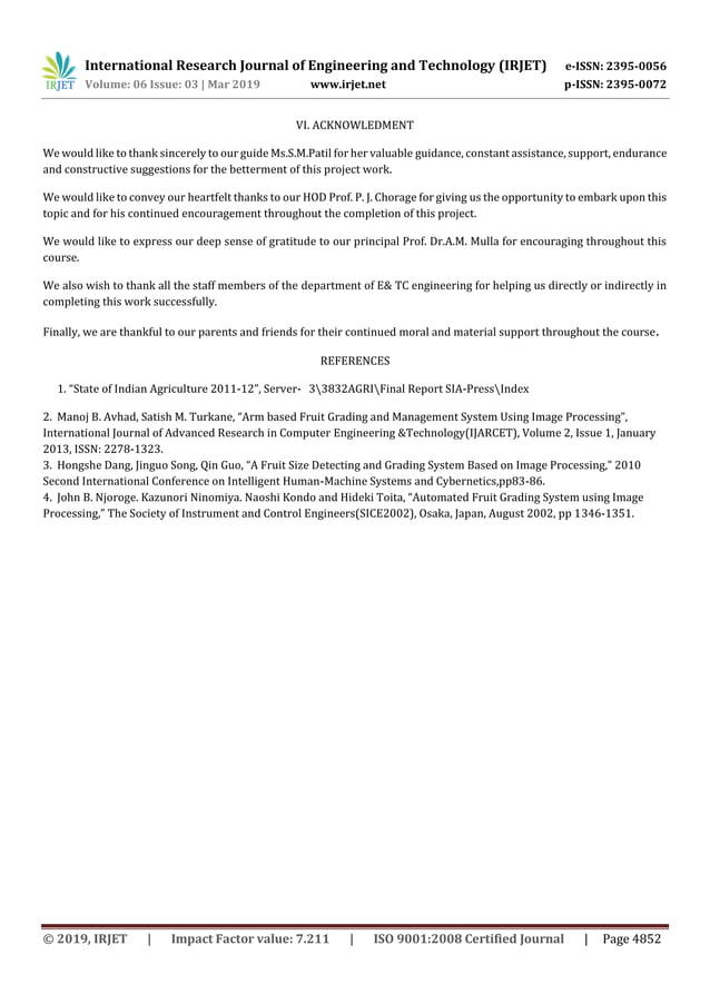IRJET- Embedded System for Automatic Real Time Weight based Grading of Fruits | PDF