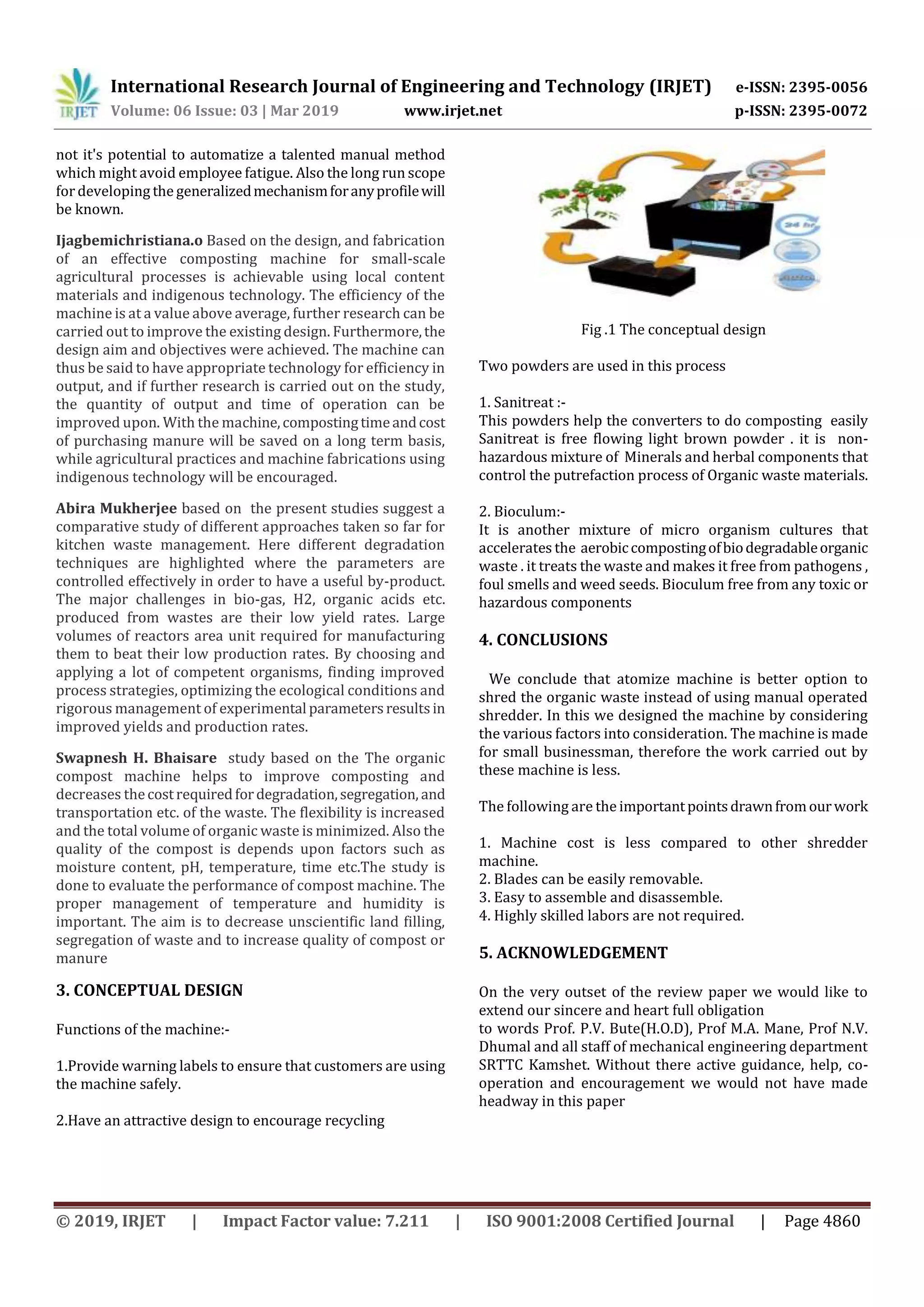 IRJET- Design Development of Organic Fertilizer Machine for Processing ...