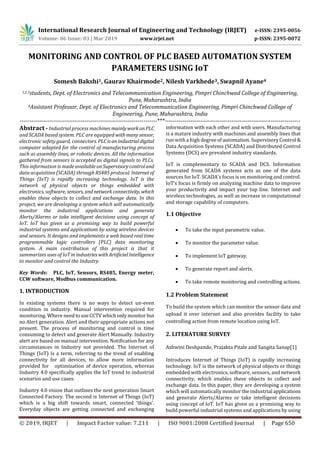 IRJET- Monitoring and Control of PLC based Automation System Parameters using IoT | PDF
