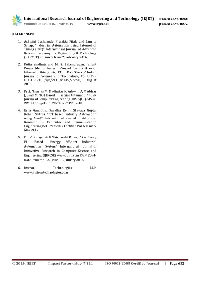 Irjet Monitoring And Control Of Plc Based Automation System Parameters Using Iot Pdf