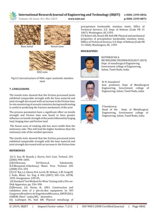 IRJET- Characterization of 904l Super Austenitic Stainless Steel by Friction Welding | PDF