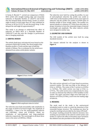 IRJET- Effect of Tubercles on Aerodynamic Performance of NACA 0015 | PDF