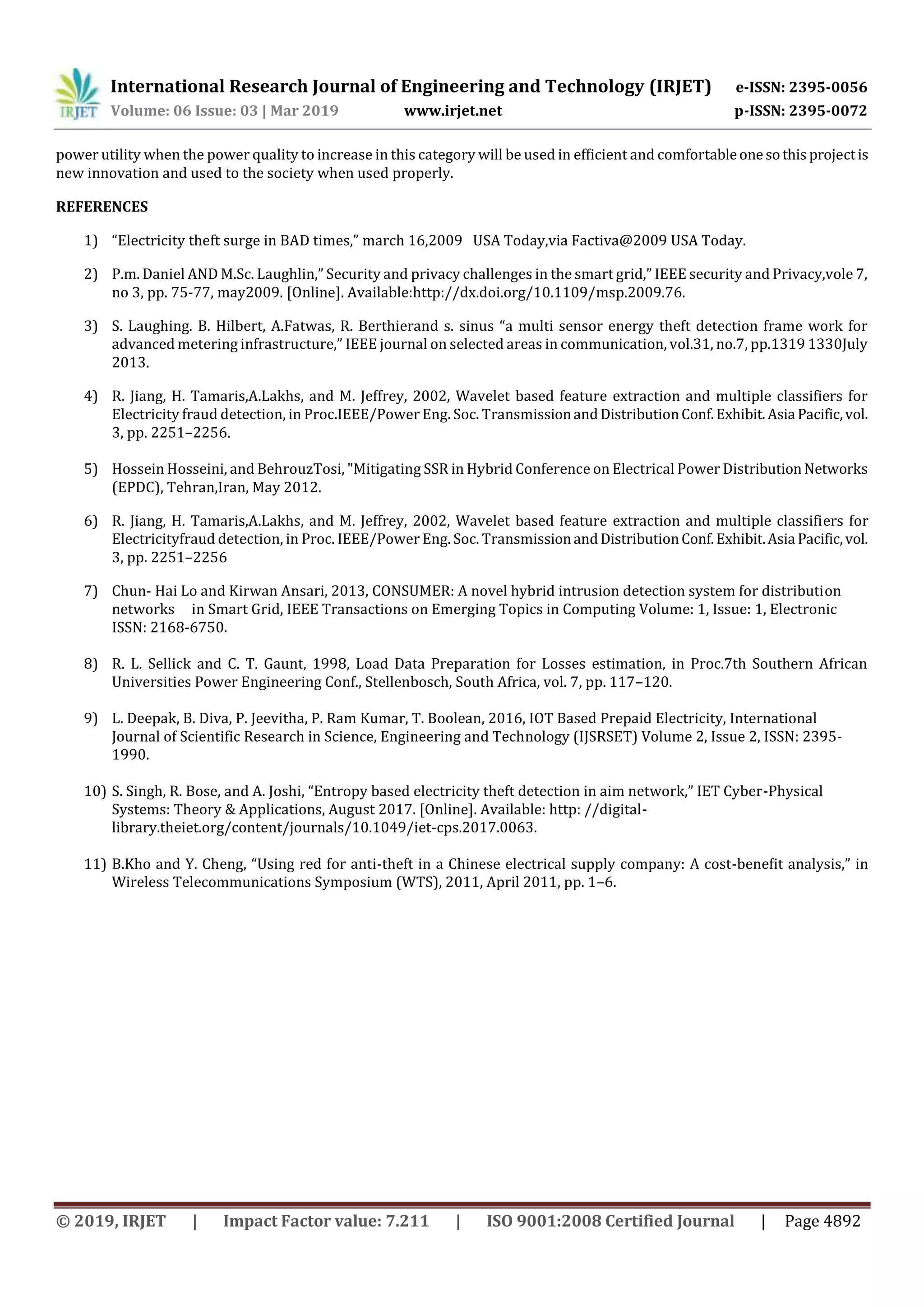 IRJET- Smart Energy Meter Theft Detection using IoT | PDF