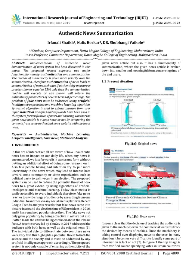 IRJET- Authentic News Summarization | PDF