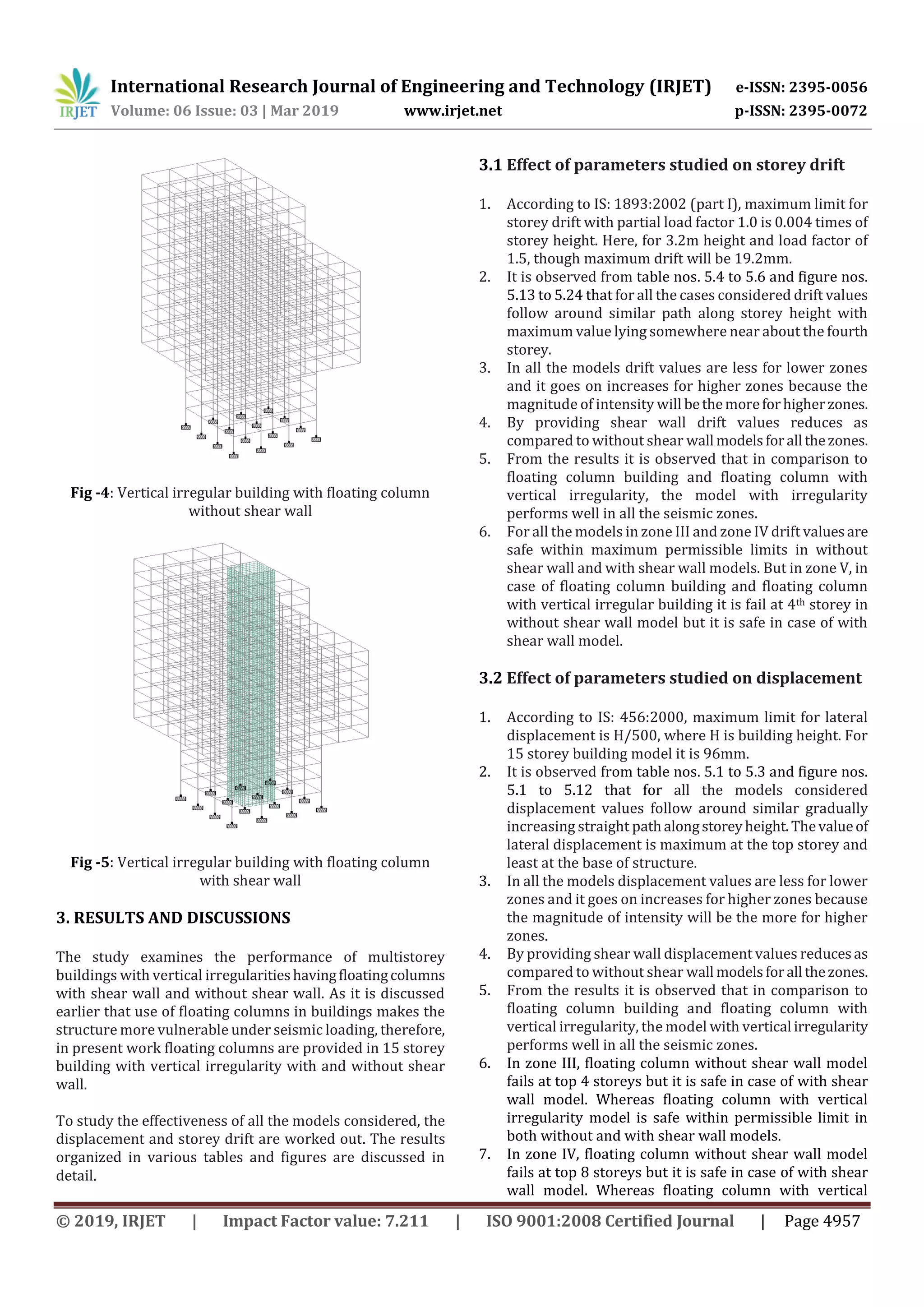 IRJET- Seismic Analysis of Multistorey Buildings with Vertical Irregularities having Floating ...