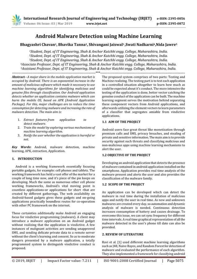 IRJET- Android Malware Detection using Machine Learning | PDF