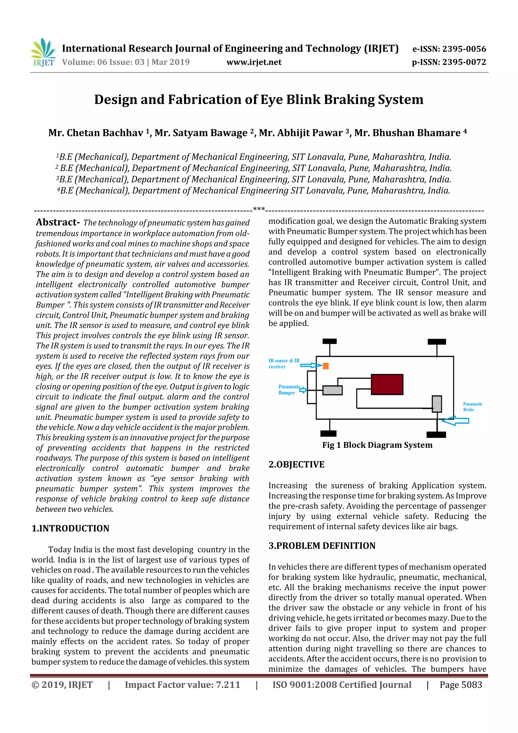 Eye Blink Braking System Design | PDF