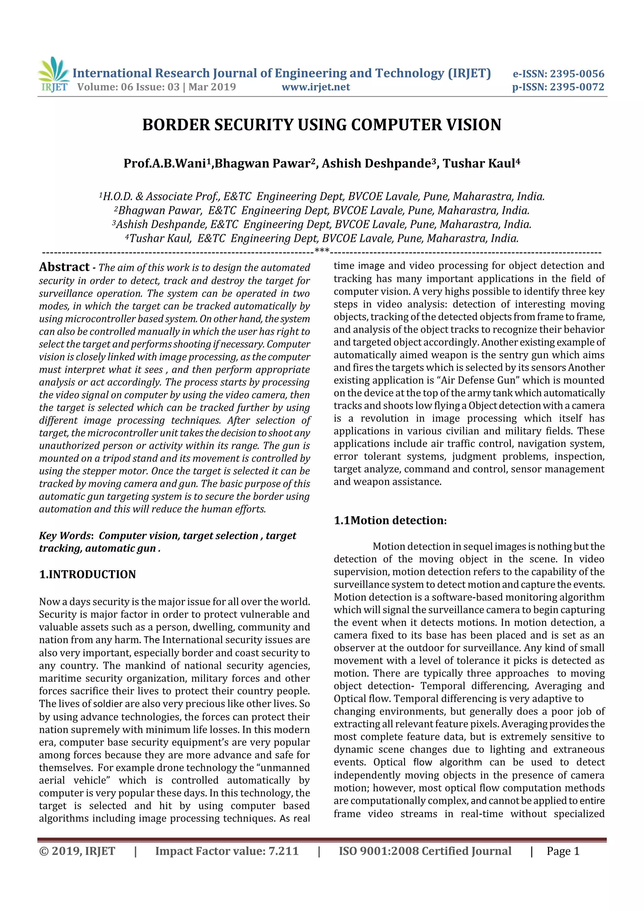 IRJET- Border Security using Computer Vision | PDF