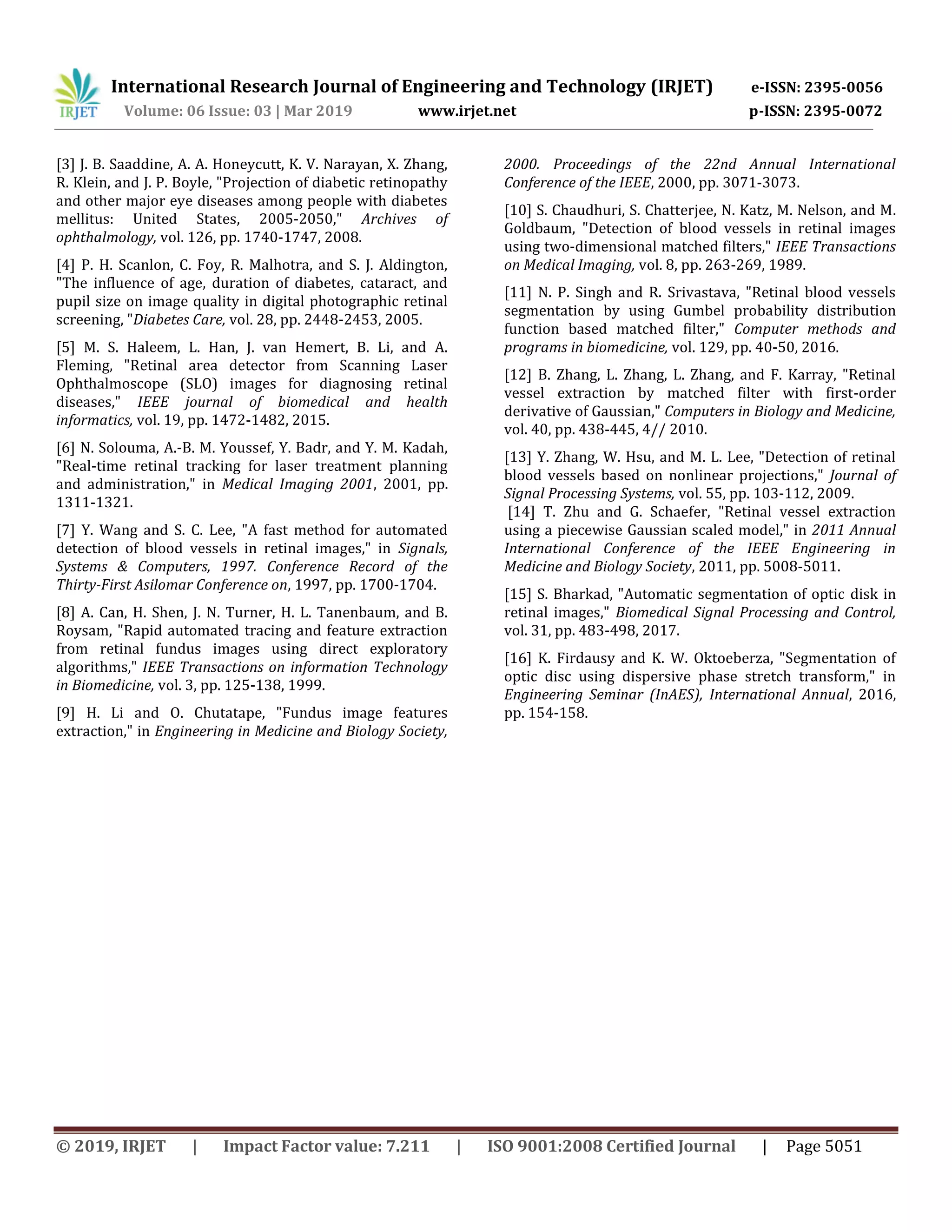 IRJET- Retinal Structure Segmentation using Adaptive Fuzzy Thresholding | PDF