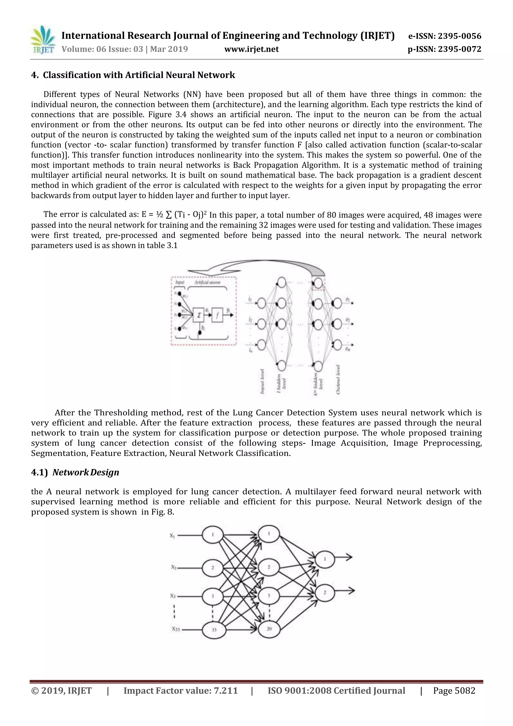IRJET- Classification of Cancer of the Lungs using ANN and SVM Algorithms | PDF