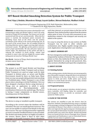 IRJET- IoT based Alcohol Smocking Detection System for Public Transport | PDF