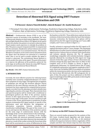 IRJET- Detection of Abnormal ECG Signal using DWT Feature Extraction and CNN | PDF