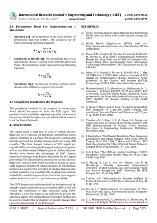 IRJET- Detection of Abnormal ECG Signal using DWT Feature Extraction and CNN | PDF