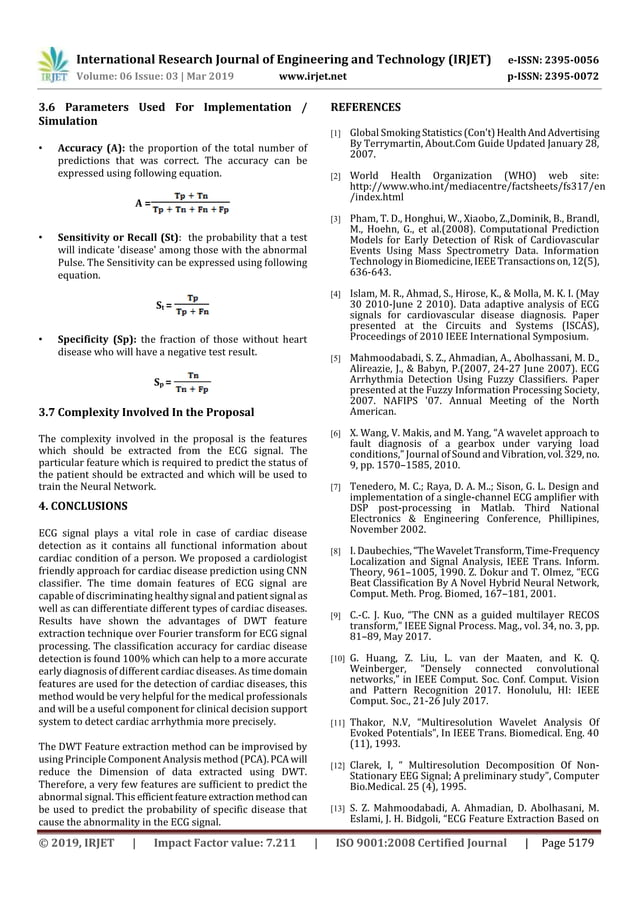 IRJET- Detection of Abnormal ECG Signal using DWT Feature Extraction and CNN | PDF