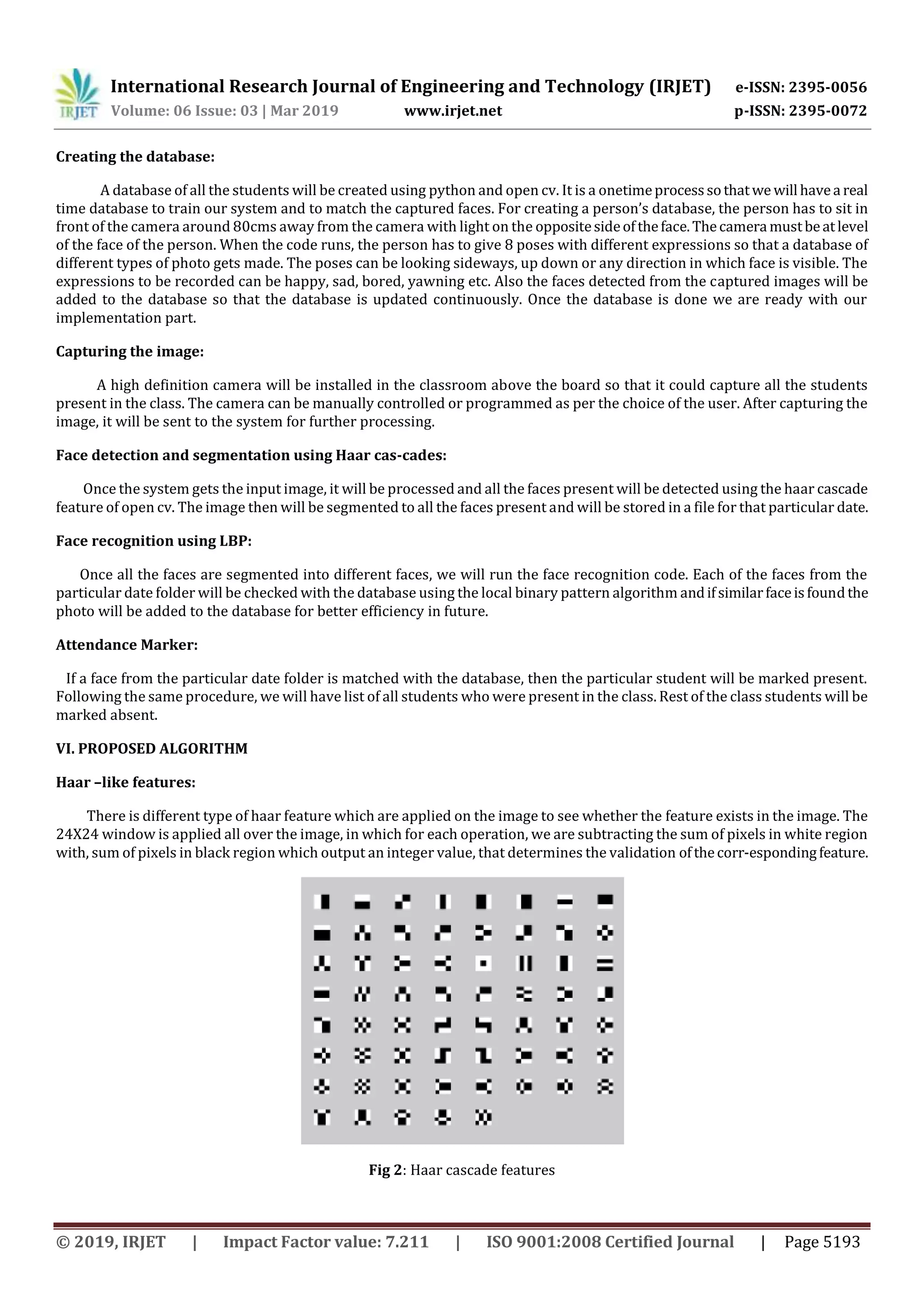 IRJET- IoT based Facial Recognition Biometric Attendance | PDF