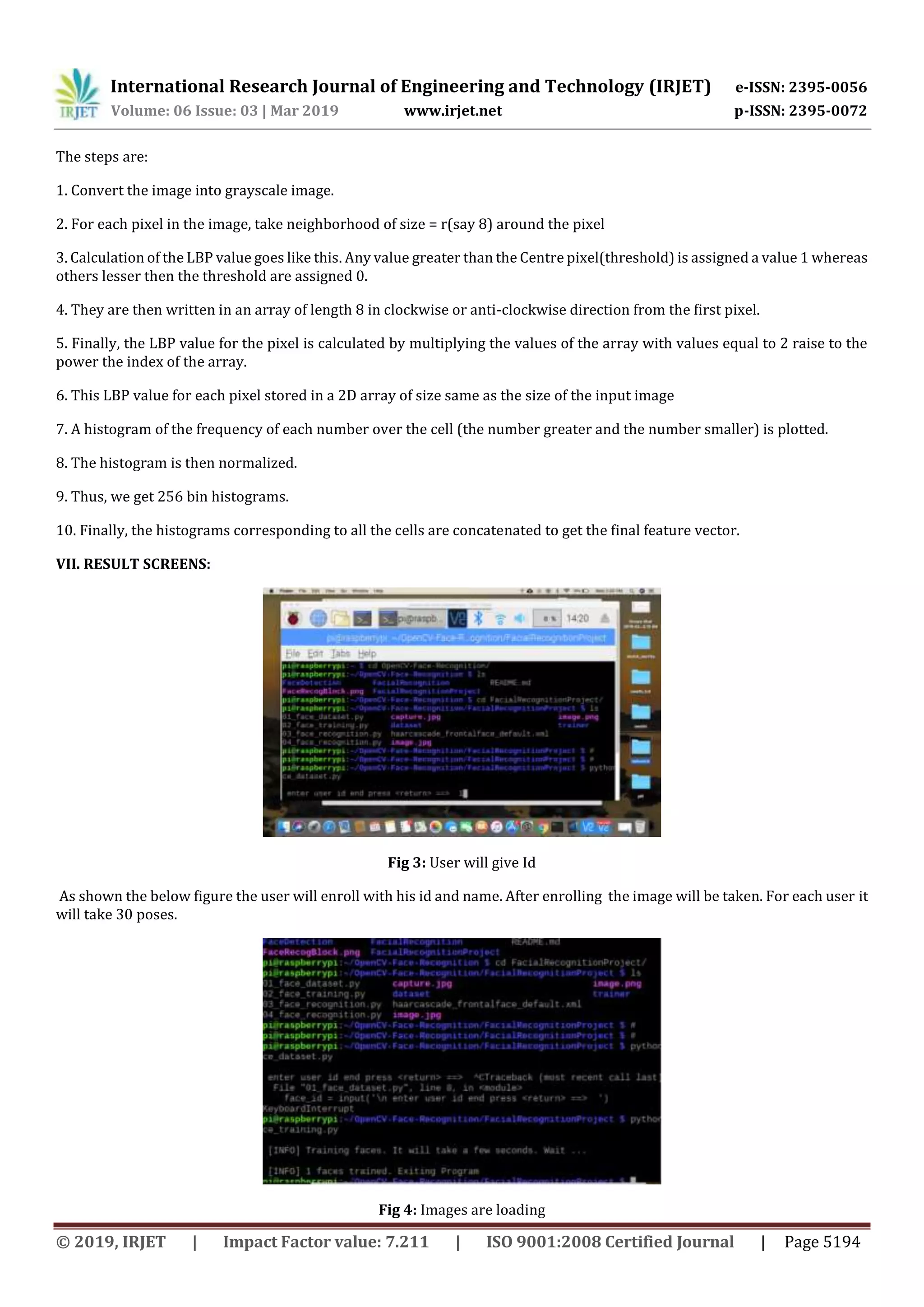 IRJET- IoT based Facial Recognition Biometric Attendance | PDF